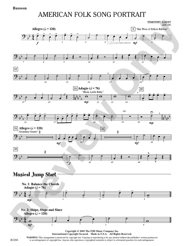 American Folk Song Portrait: Bassoon: Bassoon Part: Timothy Loest ...