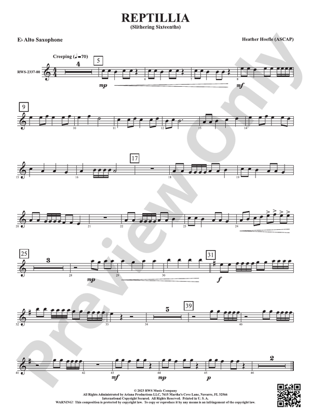 Reptillia - Slithering Sixteenths: 1st E-flat Alto Saxophone: 1st E ...