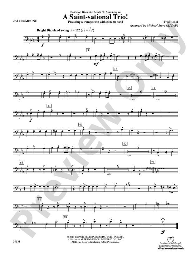 A Saint-sational Trio!: 2nd Trombone: 2nd Trombone Part - Digital Sheet Music Download