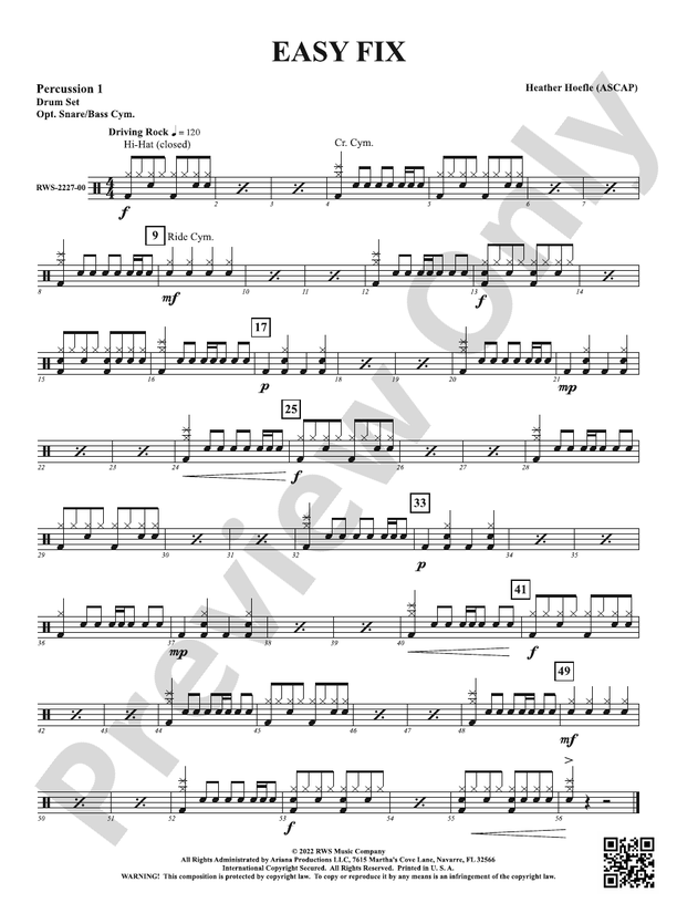 Easy Fix: 1st Percussion: 1st Percussion Part: Heather Hoefle - Digital ...