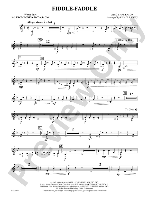 Fiddle-Faddle: (wp) 3rd B-flat Trombone T.C.: (wp) 3rd B-flat Trombone ...