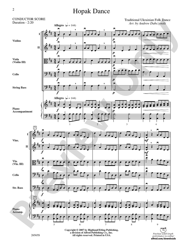Hopak Dance: String Orchestra Conductor Score & Parts - Digital Sheet ...