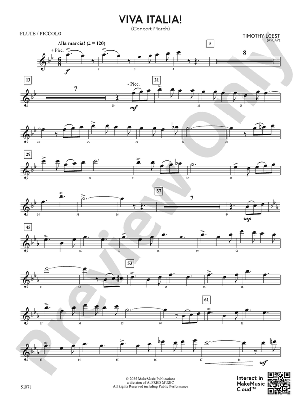 Viva Italia!: Flute: Flute Part - Digital Sheet Music Download