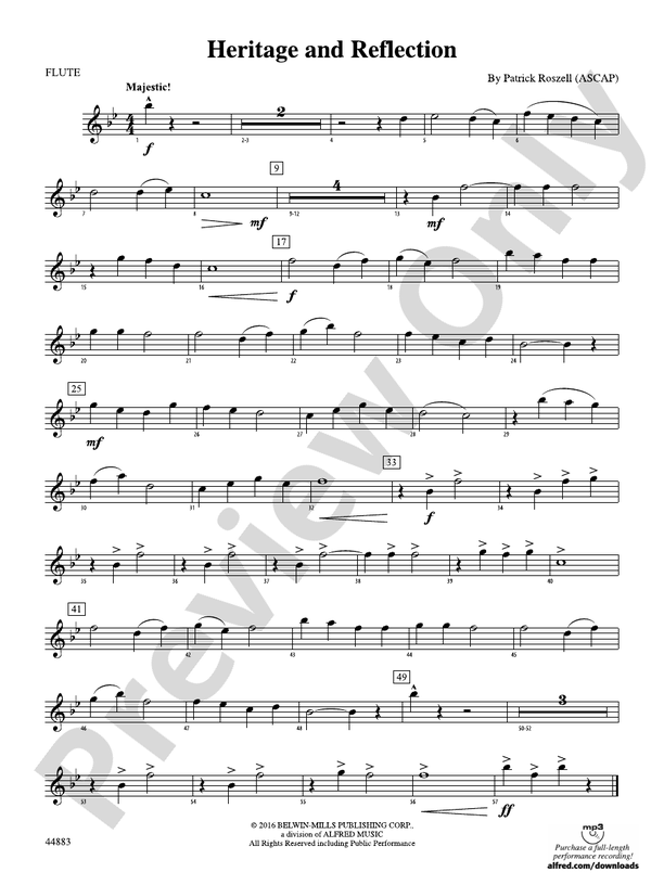 Heritage and Reflection: Flute: Flute Part - Digital Sheet Music Download