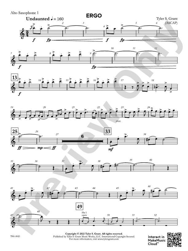 Ergo: 1st E-flat Alto Saxophone: 1st E-flat Alto Saxophone Part - Digital Sheet Music Download