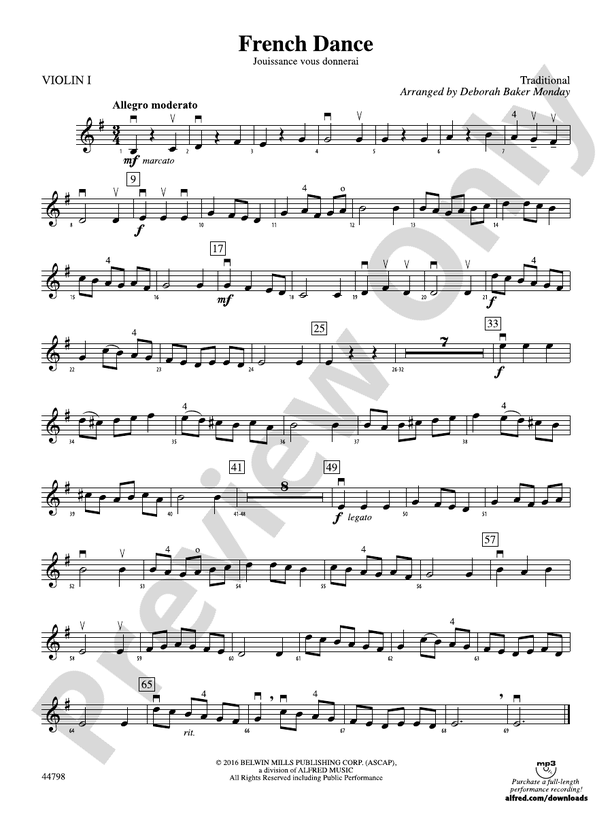 French Dance: 1st Violin: 1st Violin Part - Digital Sheet Music Download