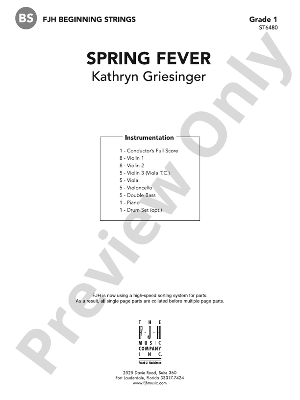 Spring Fever: Score: String Orchestra Score: Kathryn Griesinger ...