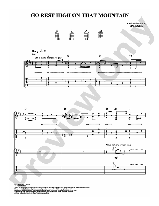 Go Rest High On That Mountain: Guitar TAB: Vince Gill - Digital Sheet ...