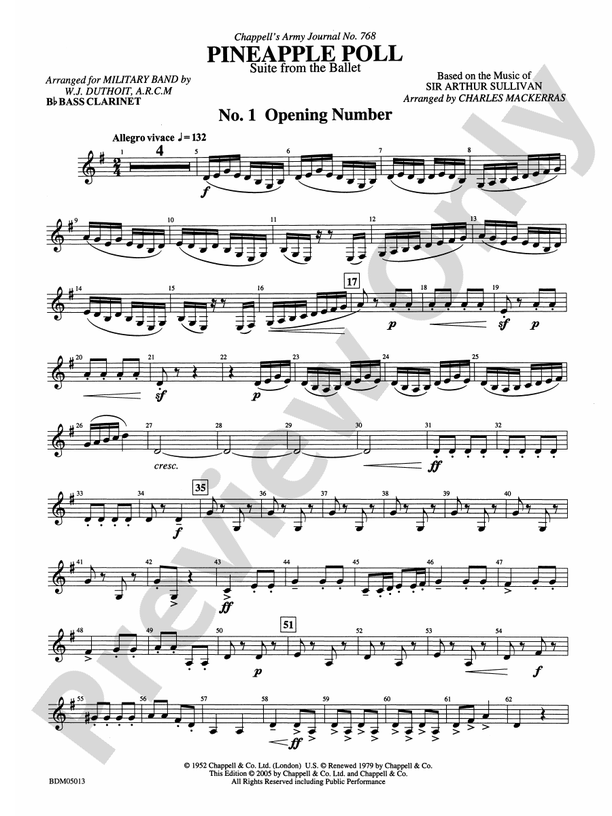 Pineapple Poll (Suite from the Ballet): B-flat Bass Clarinet: B-flat ...