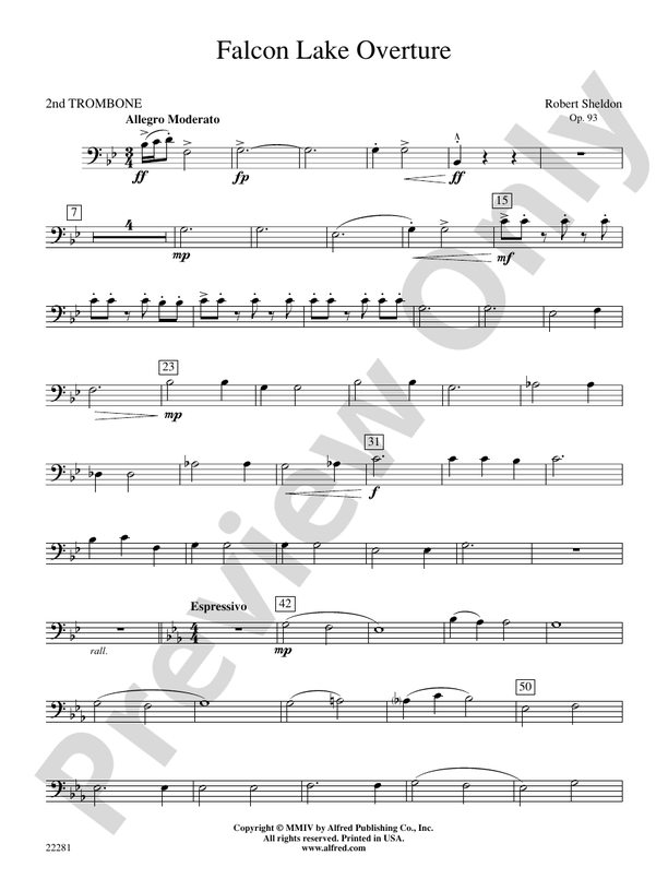 Falcon Lake Overture: 2nd Trombone: 2nd Trombone Part - Digital Sheet Music Download