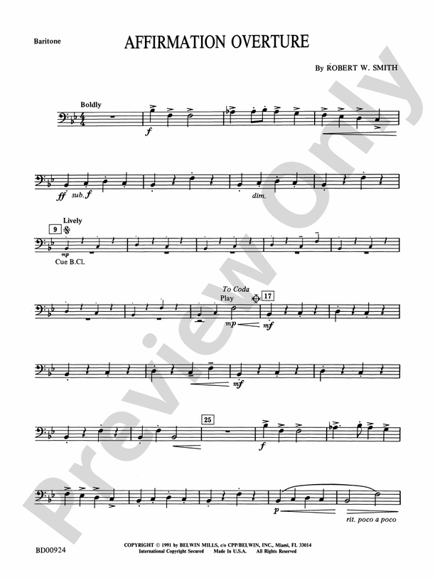 Affirmation Overture: Baritone B.C.: Baritone B.C. Part - Digital Sheet ...