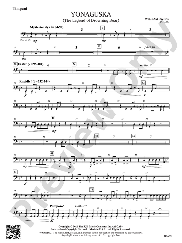 Yonaguska: Timpani: Timpani Part: William Owens - Digital Sheet Music ...