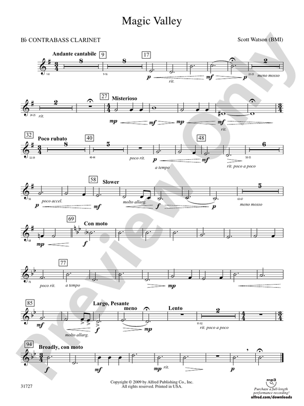 Magic Valley: (wp) B-flat Contrabass Clarinet: (wp) B-flat Contrabass Clarinet World Part ...