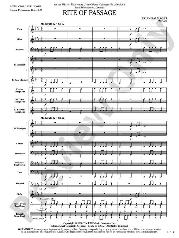 Rite Of Passage Score Concert Band Score Brian Balmages Digital
