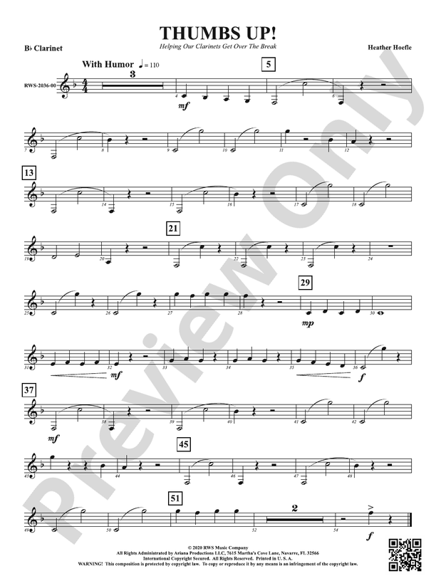 Thumbs Up! - Helping Our Clarinets Get Over the Break: 1st B-flat ...