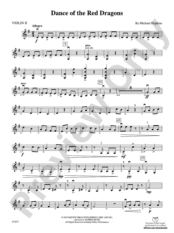 Dance of the Red Dragons: 2nd Violin: 2nd Violin Part - Digital Sheet ...