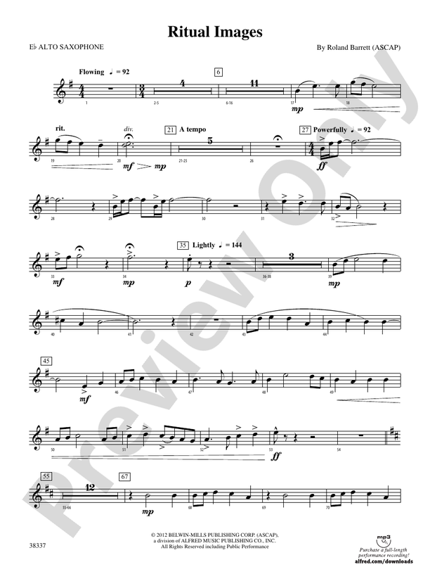 Ritual Images: E-flat Alto Saxophone: E-flat Alto Saxophone Part - Digital Sheet Music Download