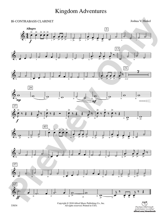 Kingdom Adventures: (wp) B-flat Contrabass Clarinet: (wp) B-flat Contrabass Clarinet World Part ...