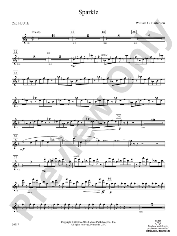 Sparkle: 2nd Flute: 2nd Flute Part - Digital Sheet Music Download