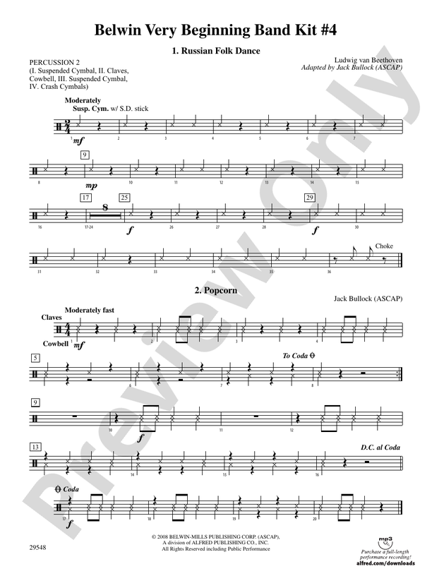Belwin Very Beginning Band Kit #4: 2nd Percussion: 2nd Percussion Part ...