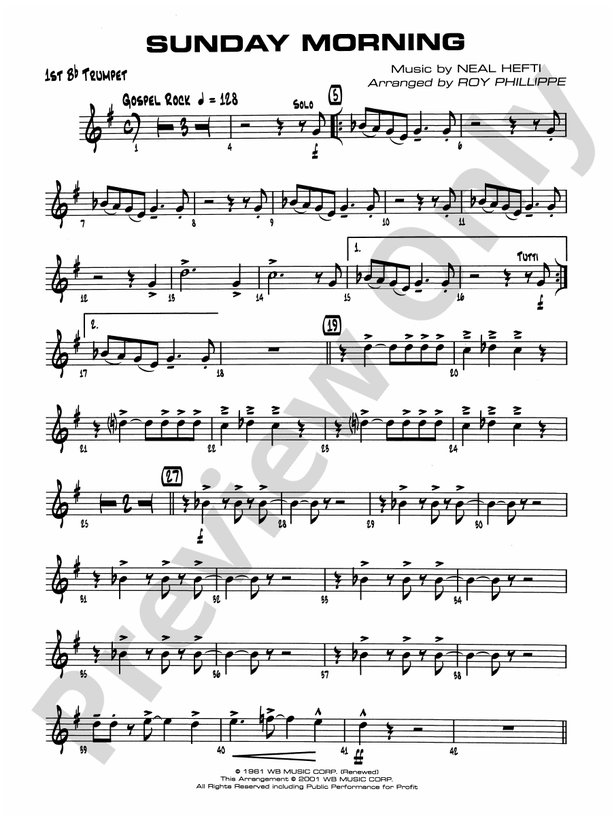 Sunday Morning: 1st B-flat Trumpet: 1st B-flat Trumpet Part - Digital ...