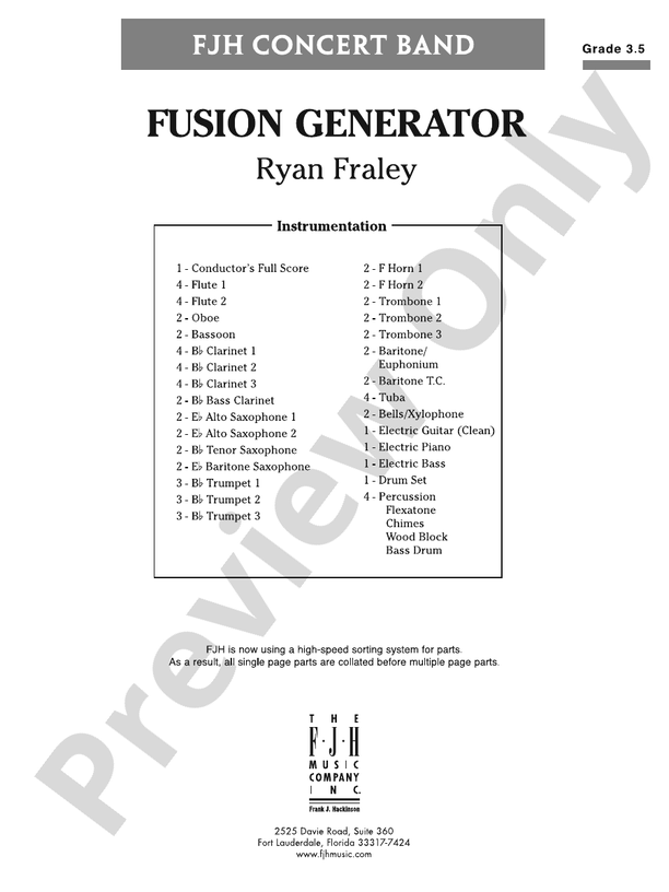 Fusion Generator: Score: Concert Band Score: Ryan Fraley - Digital ...