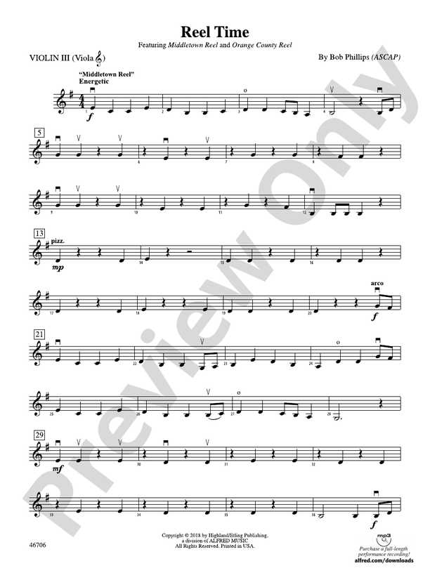 Reel Time: 3rd Violin (Viola [TC]): 3rd Violin (Viola [TC]) Part ...