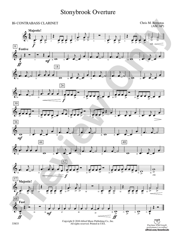 Stonybrook Overture: (wp) B-flat Contrabass Clarinet: (wp) B-flat Contrabass Clarinet World Part ...
