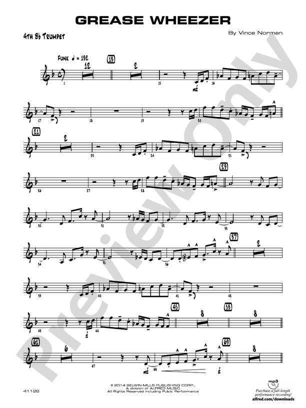 Grease Wheezer: 4th B-flat Trumpet: 4th B-flat Trumpet Part - Digital ...