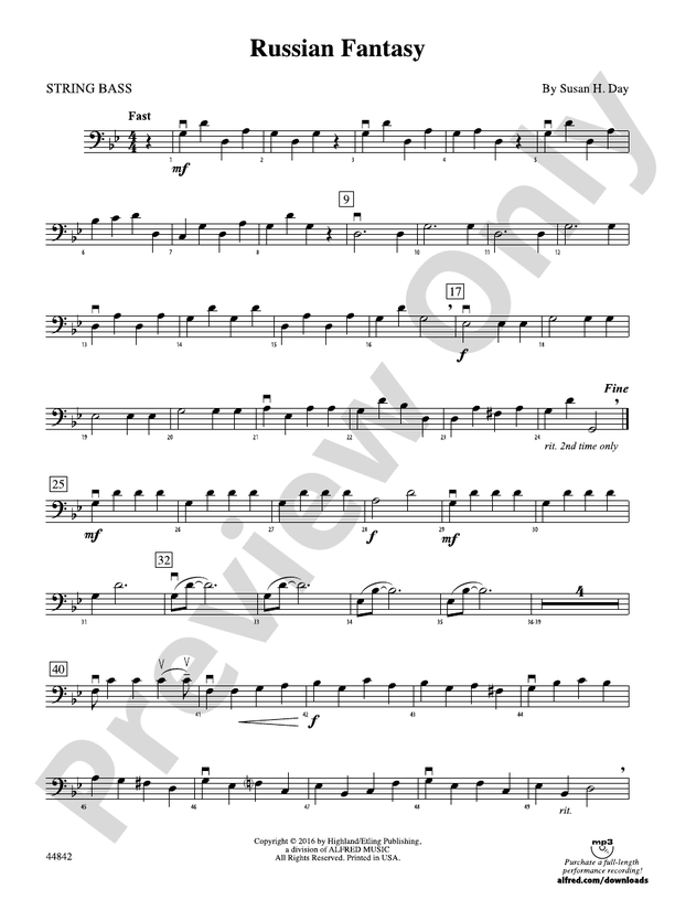 Russian Fantasy: String Bass: String Bass Part - Digital Sheet Music ...