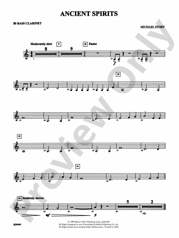 Ancient Spirits: B-flat Bass Clarinet: B-flat Bass Clarinet Part - Digital Sheet Music Download