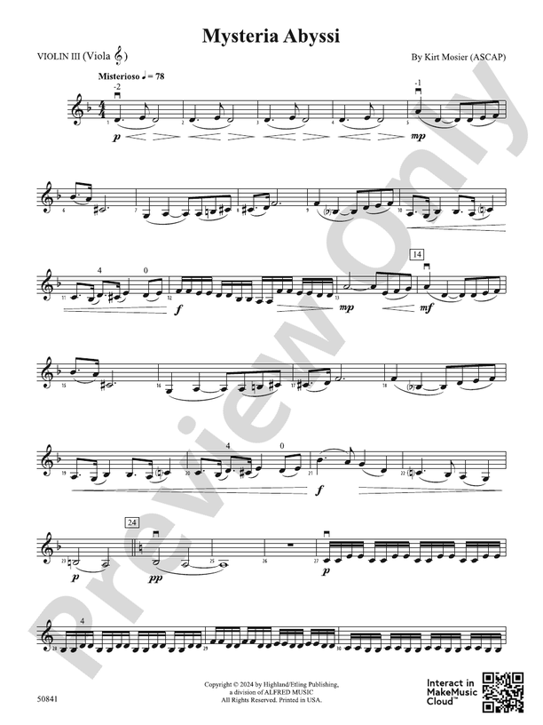 Mysteria Abyssi: 3rd Violin (Viola [TC]): 3rd Violin (Viola [TC]) Part ...