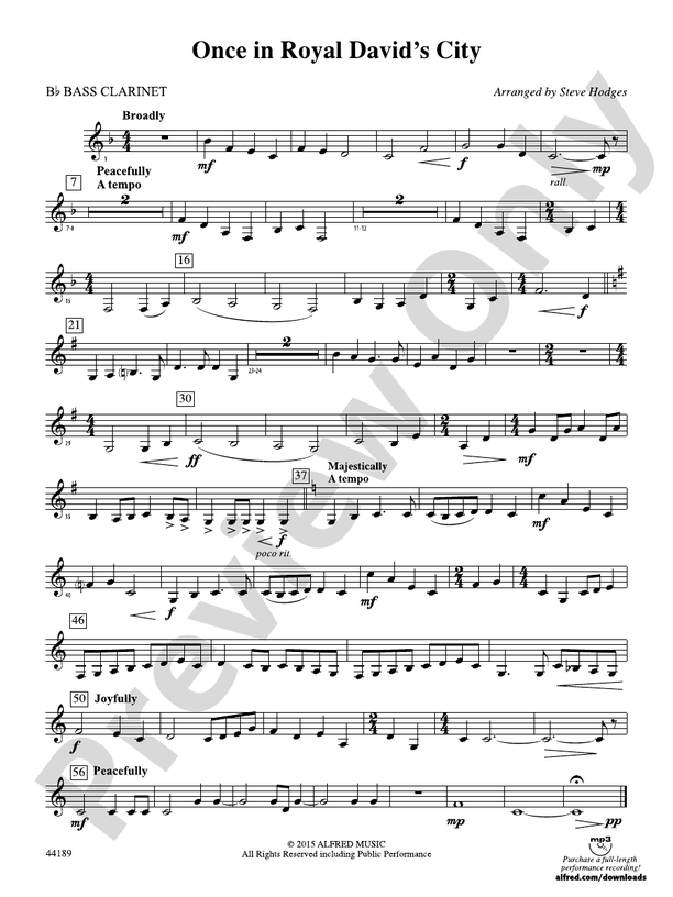 Once in Royal David's City: B-flat Bass Clarinet: B-flat Bass Clarinet Part - Digital Sheet ...