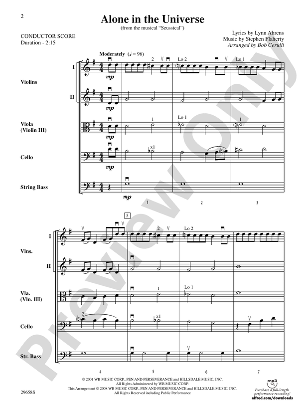 Alone in the Universe (from Seussical the Musical): Score: String ...