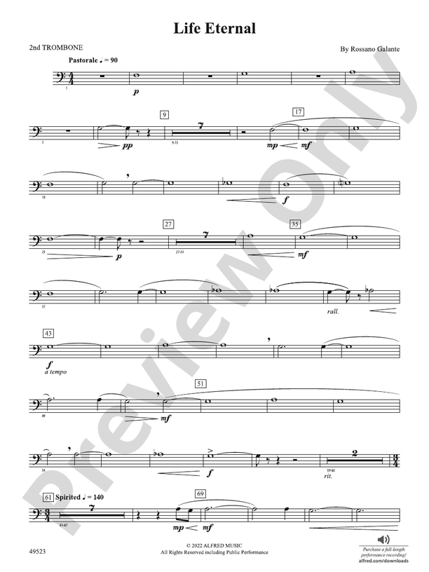 Life Eternal: 2nd Trombone: 2nd Trombone Part - Digital Sheet Music Download