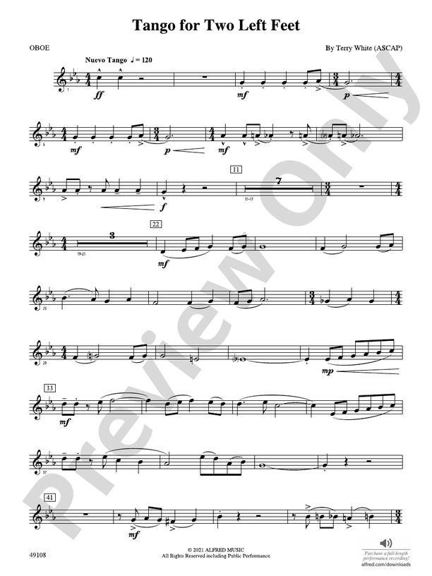 Tango for Two Left Feet: Oboe: Oboe Part - Digital Sheet Music Download