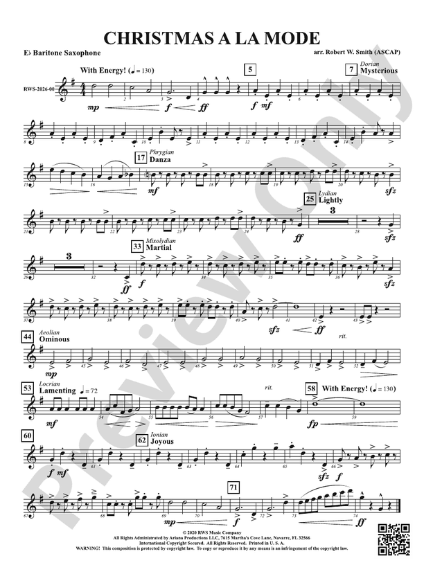 Christmas A La Mode: E-flat Baritone Saxophone: E-flat Baritone Saxophone Part - Digital Sheet ...