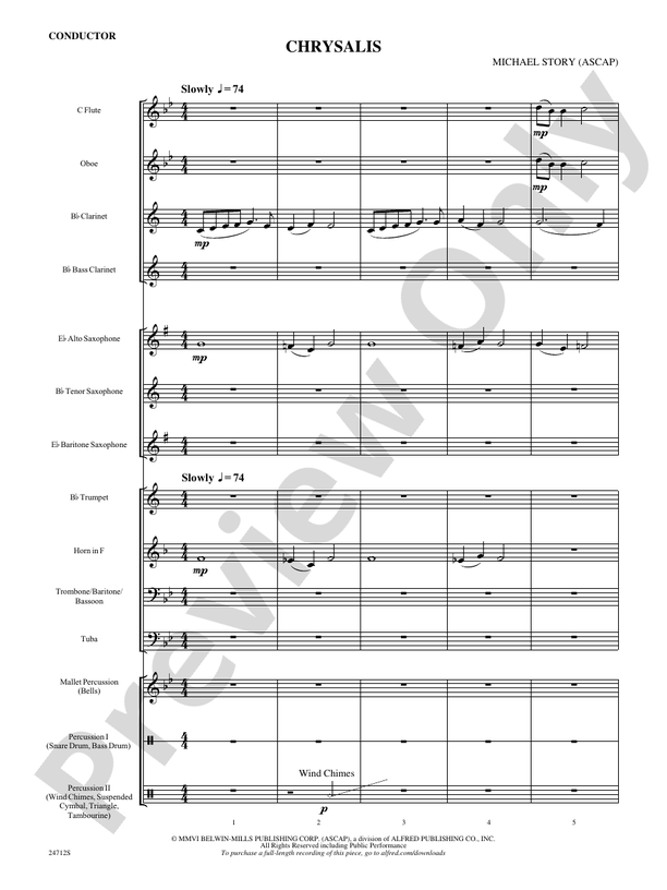 Chrysalis: Concert Band Conductor Score & Parts: Michael Story ...