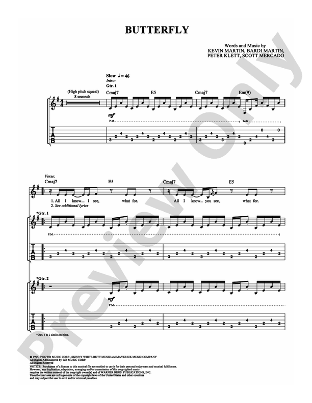 Butterfly: Guitar TAB: Candlebox - Digital Sheet Music Download