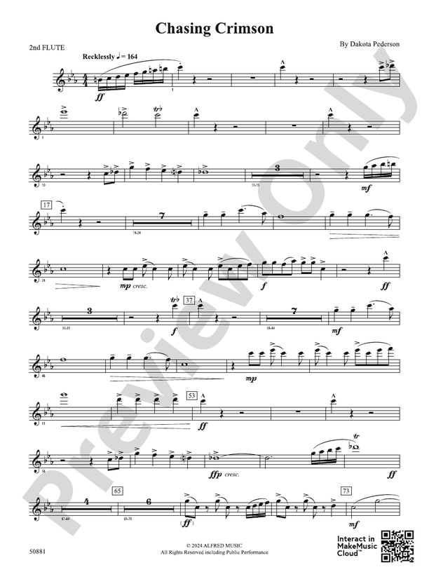 Chasing Crimson: 2nd Flute: 2nd Flute Part - Digital Sheet Music Download