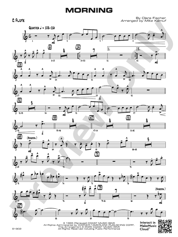 Morning: Flute: Flute Part - Digital Sheet Music Download
