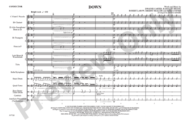 Down: Score: Marching Band Score - Digital Sheet Music Download