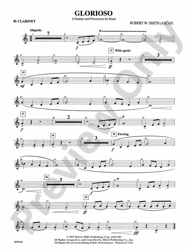 Glorioso (A Fanfare and Procession for Band): 1st B-flat Clarinet: 1st ...