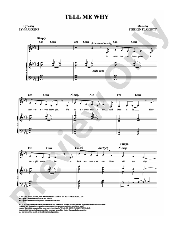 Tell Me Why: Piano/Vocal/Chords: Stephen Flaherty - Digital Sheet Music ...