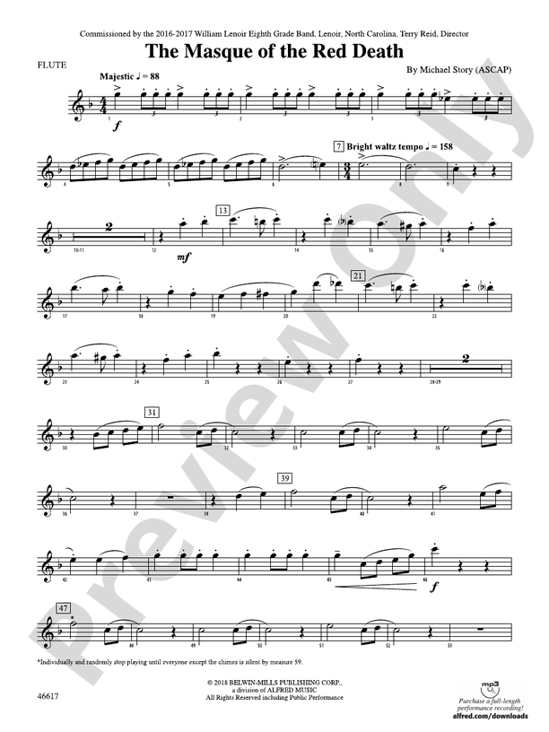 The Masque of the Red Death: Flute: Flute Part - Digital Sheet Music ...