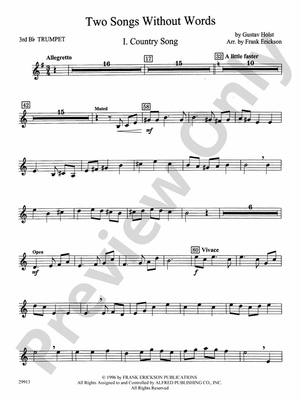 Two Songs Without Words: 3rd B-flat Trumpet: 3rd B-flat Trumpet Part ...