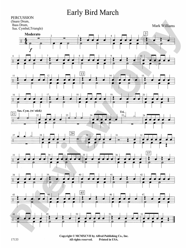Early Bird March: 1st Percussion: 1st Percussion Part - Digital Sheet ...