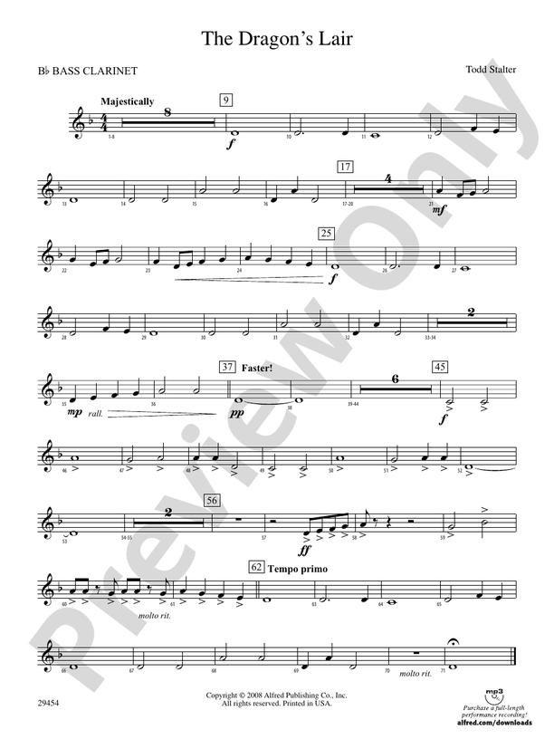 The Dragon's Lair: B-flat Bass Clarinet: B-flat Bass Clarinet Part ...