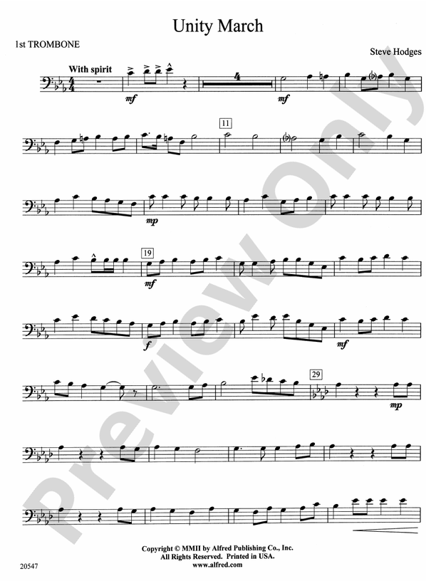 Unity March: 1st Trombone: 1st Trombone Part - Digital Sheet Music Download