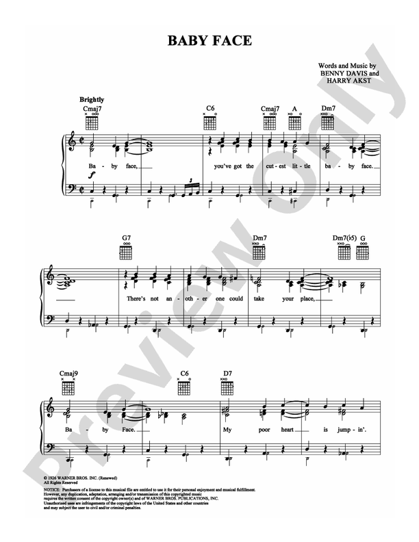 Baby Face: Piano/Vocal/Chords: Art Mooney - Digital Sheet Music Download